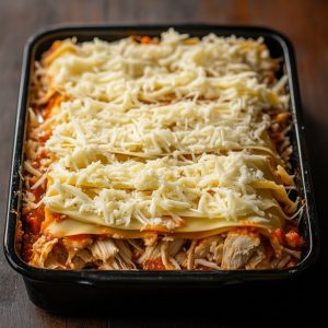 Layered And Cheesy Chicken Lasagna